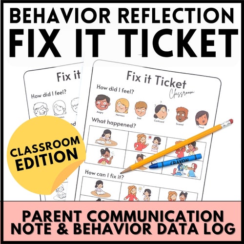 Fix It Ticket Behavior Reflection Self-regulation Tool Calm - Etsy
