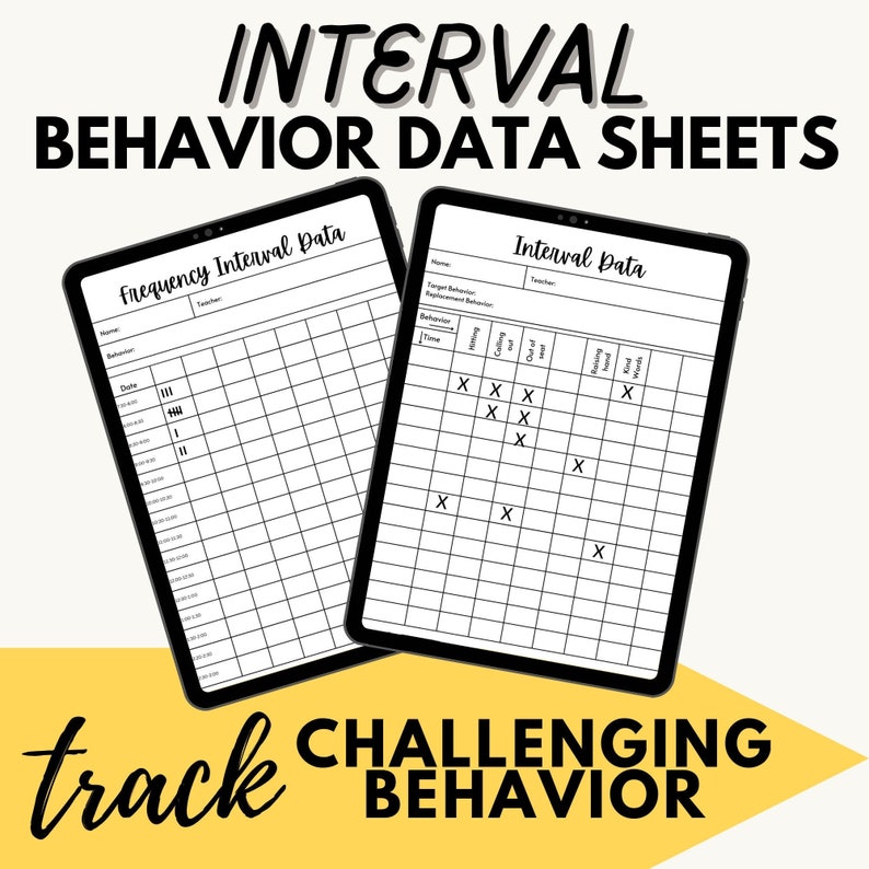 Interval Behavior Data Sheets, Behavior Management, Behavior Tracking ...