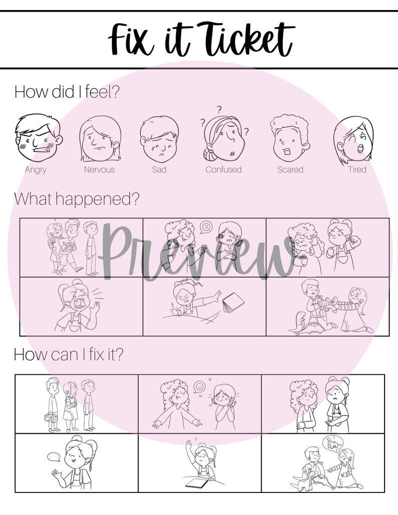 Fix It Ticket Behavior Reflection Self-regulation Tool Calm - Etsy