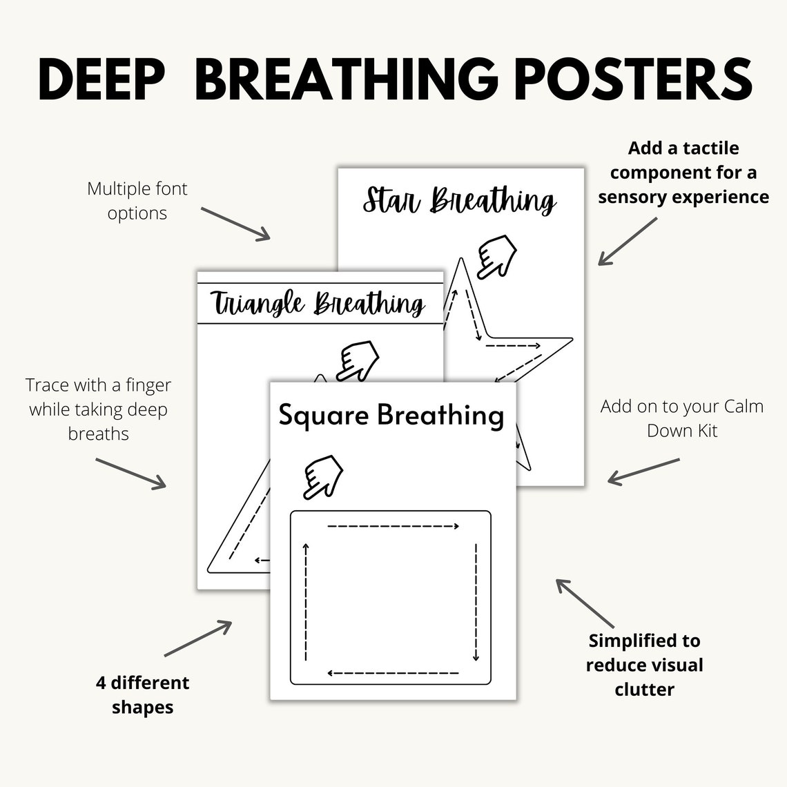 Deep Breathing Posters Self-regulation Strategy Posters - Etsy