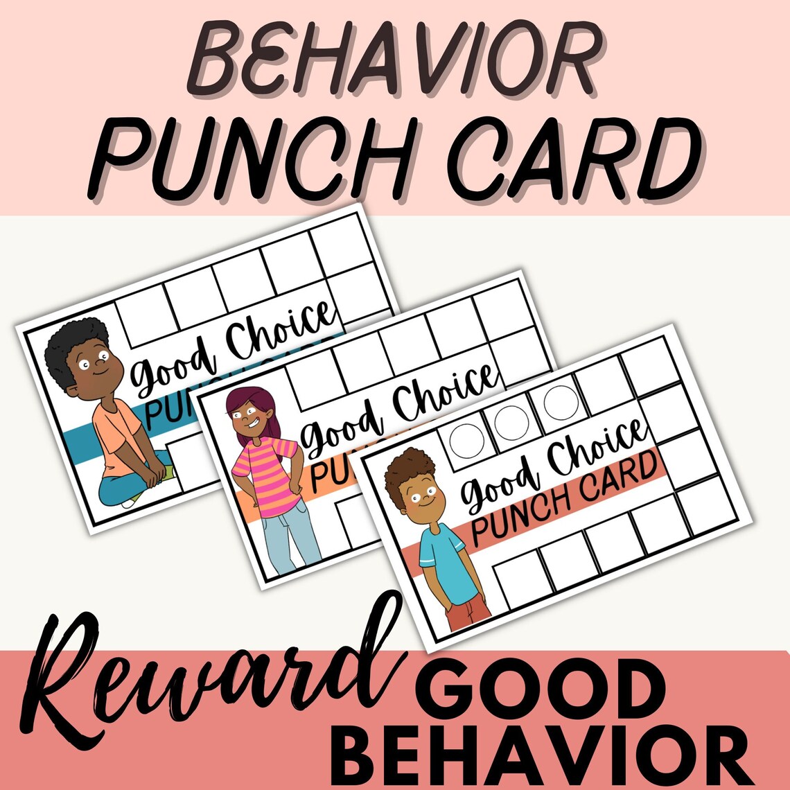 Behavior Punch Cards, Kids Reward Chart, Classroom Behavior Management ...