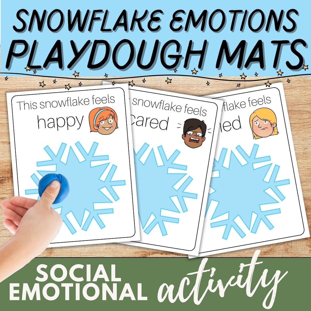 Snowflake Feelings Playdough Mats, Feeling Playdough Mats, Winter ...