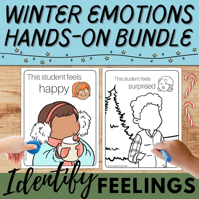 Winter Feelings Playdough Coloring Bundle, Christmas Emotions Coloring ...