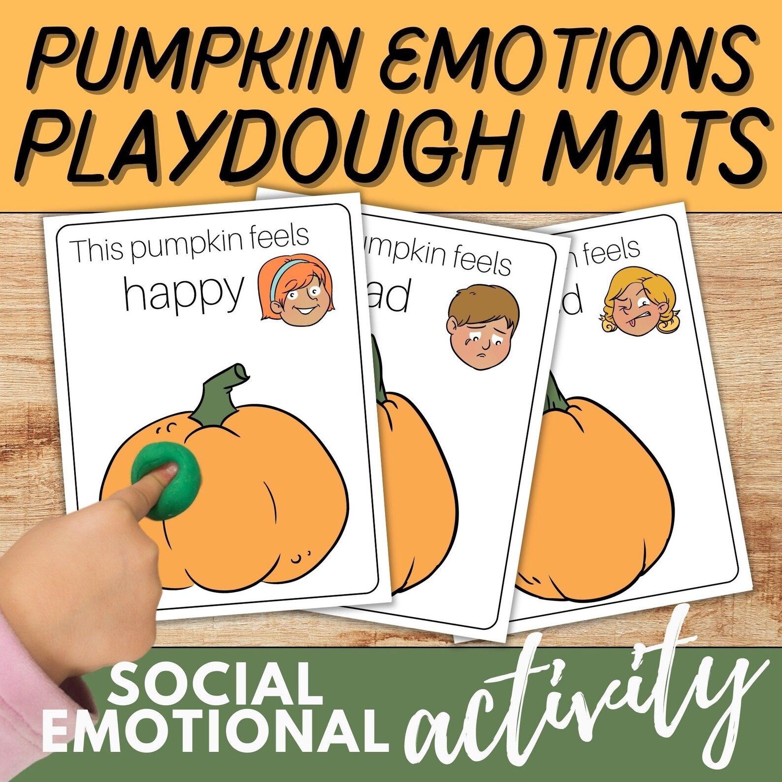 Pumpkin Emotions Playdough Mats, Feeling Playdough Mats, Fall Playdough ...