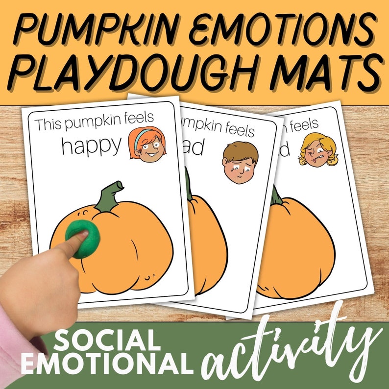 Pumpkin Emotions Playdough Mats, Feeling Playdough Mats, Fall Playdough ...