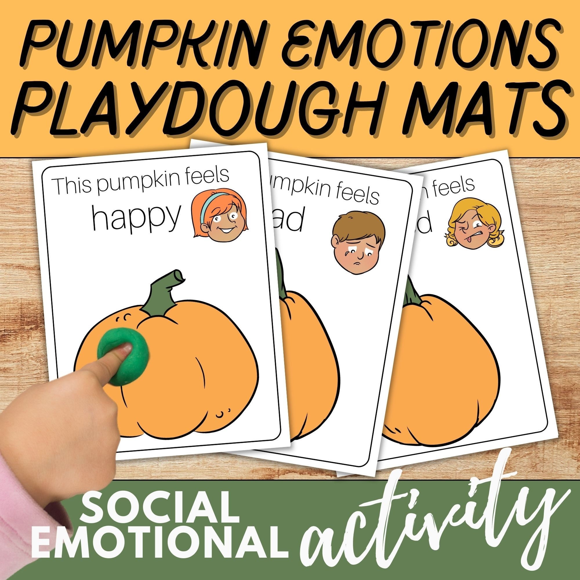 Pumpkin Emotions Playdough Mats, Feeling Playdough Mats, Fall Playdough ...