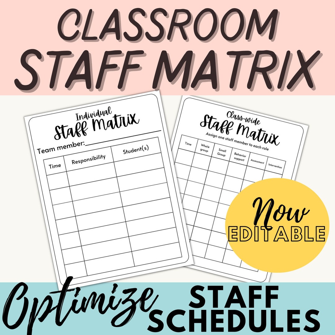 Staff Matrix, Optimize Support Staff, Organize Staff, Staff Schedule - Etsy
