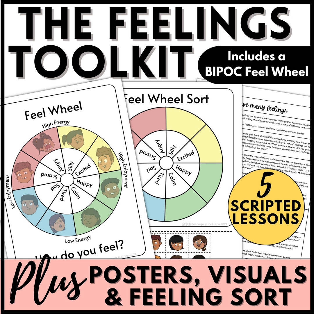 Feelings Wheel With Lessons, Diverse Social Emotional Lessons ...