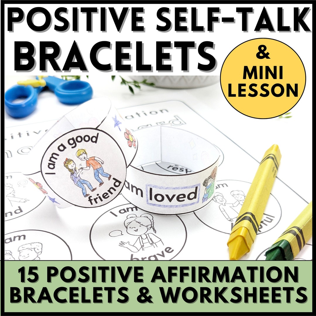 Positive Self-talk Bracelets With Positive Affirmations Worksheets - Etsy