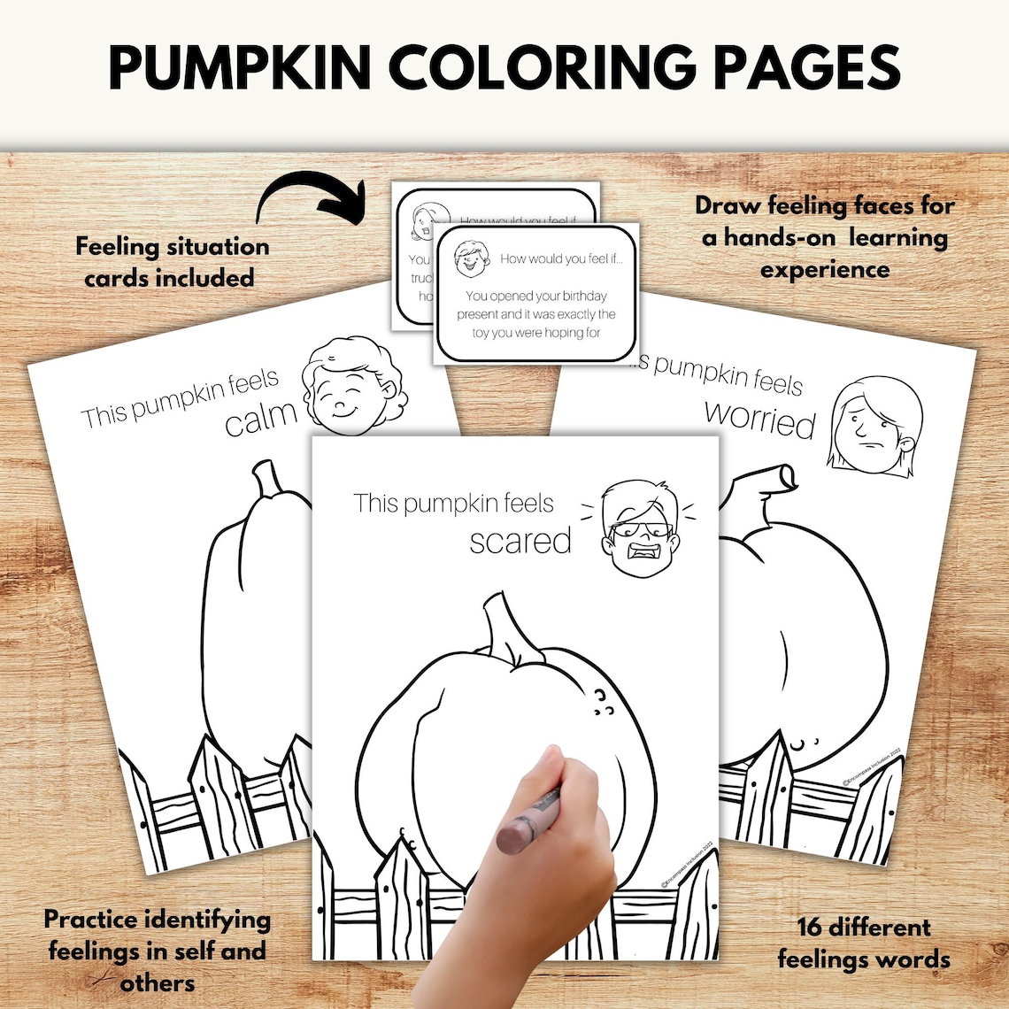 Feelings Coloring Page, Pumpkin Emotions, Fall Coloring Pages, Identify ...