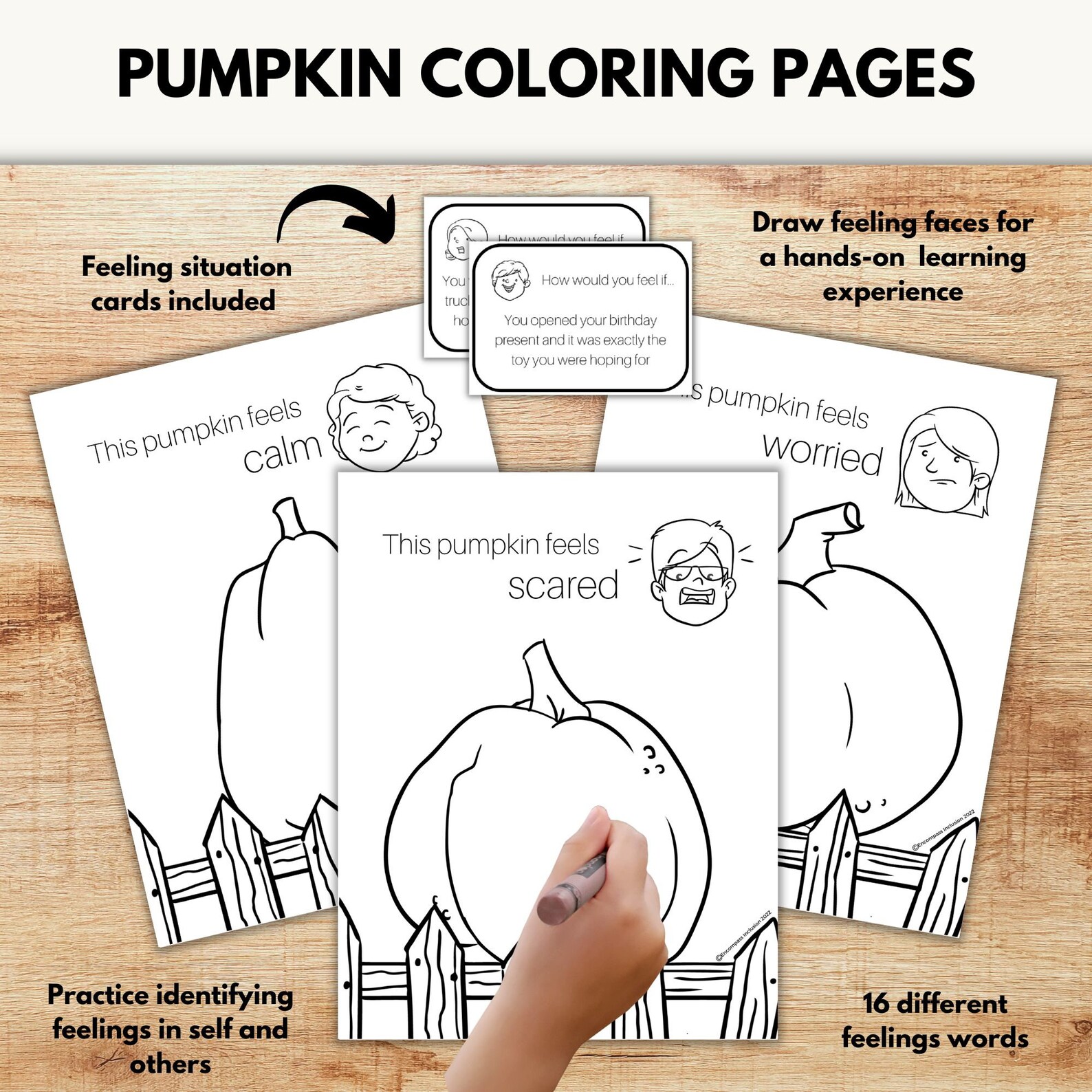 Feelings Coloring Page, Pumpkin Emotions, Fall Coloring Pages, Identify ...