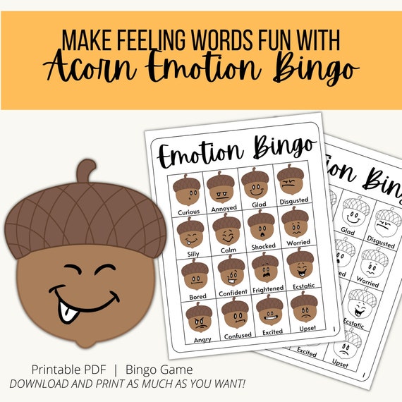 Acorn Emotion Bingo Feeling Bingo Social Emotional Game - Etsy