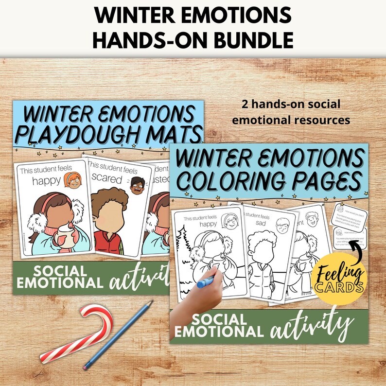 Winter Feelings Playdough Coloring Bundle, Christmas Emotions Coloring ...