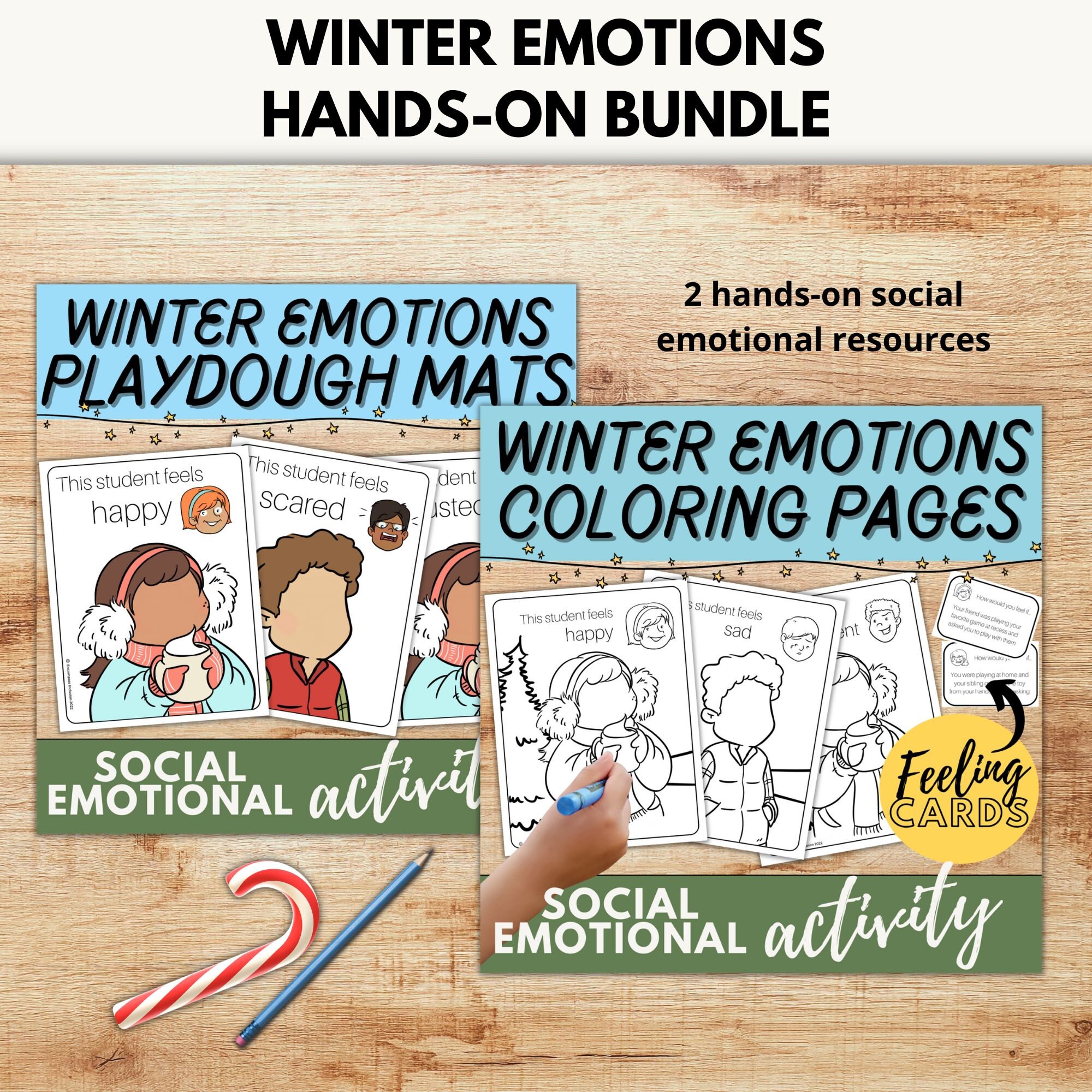 Winter Feelings Playdough Coloring Bundle, Christmas Emotions Coloring ...