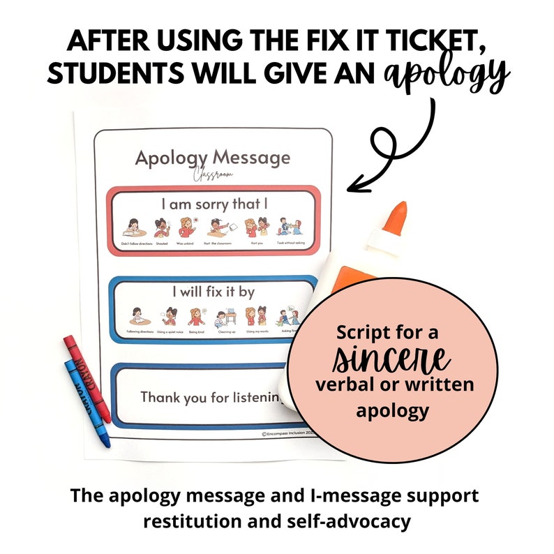Fix It Ticket, Behavior Reflection, Self-regulation Tool, Calm Down ...