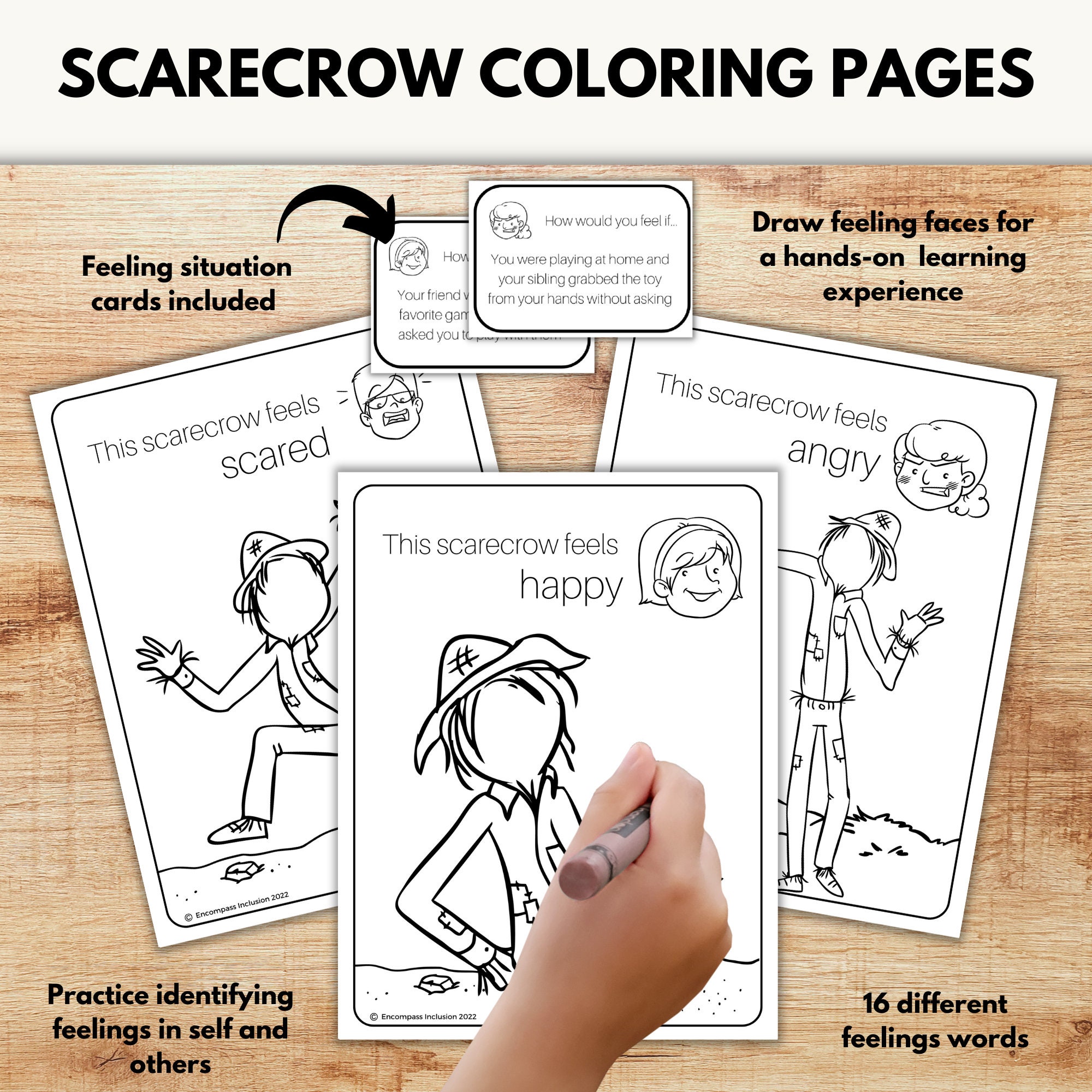 Feelings Coloring Page, Scarecrow Emotions, Fall Coloring Pages ...