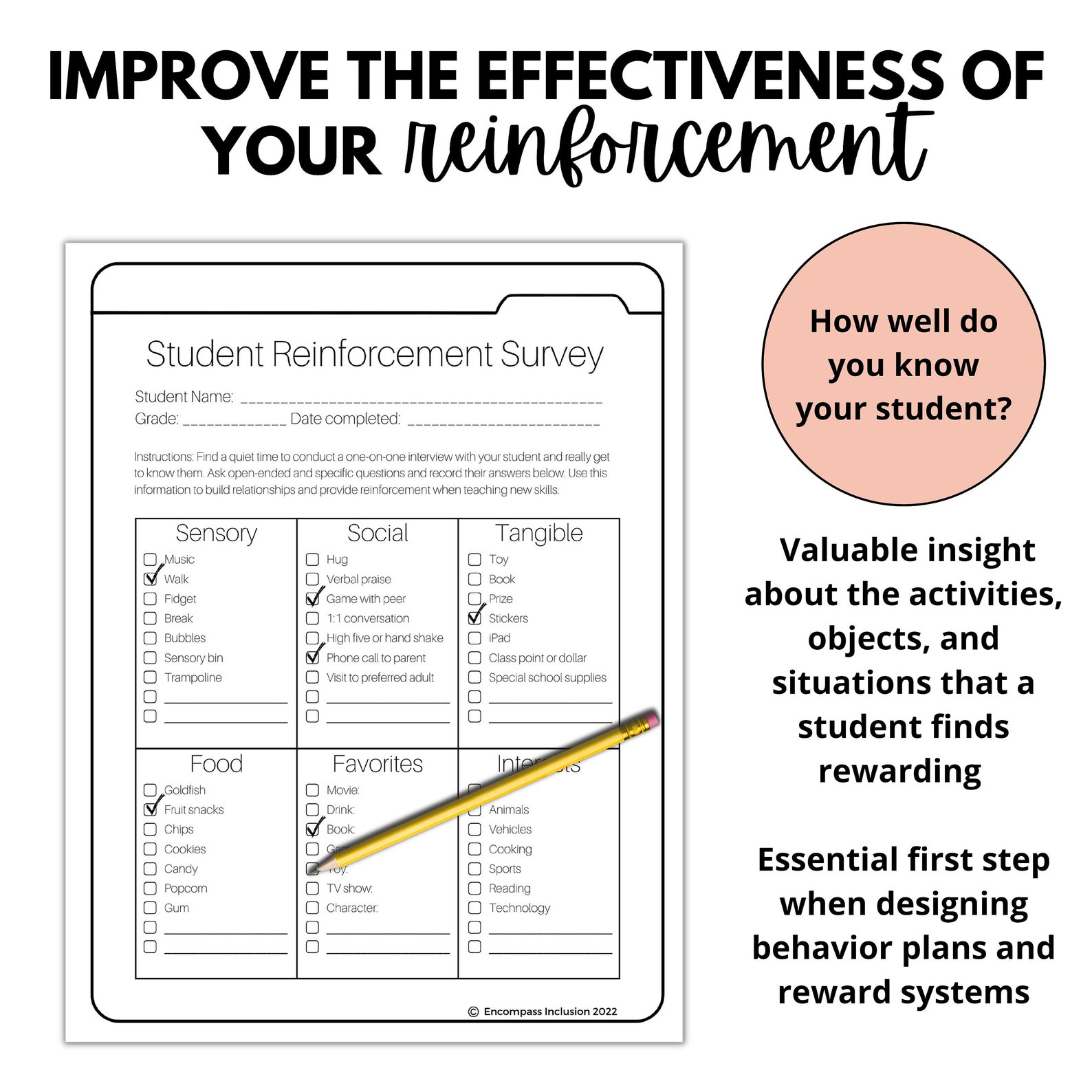 Reinforcement Survey, Preference Assessment, Reinforcer Inventory ...