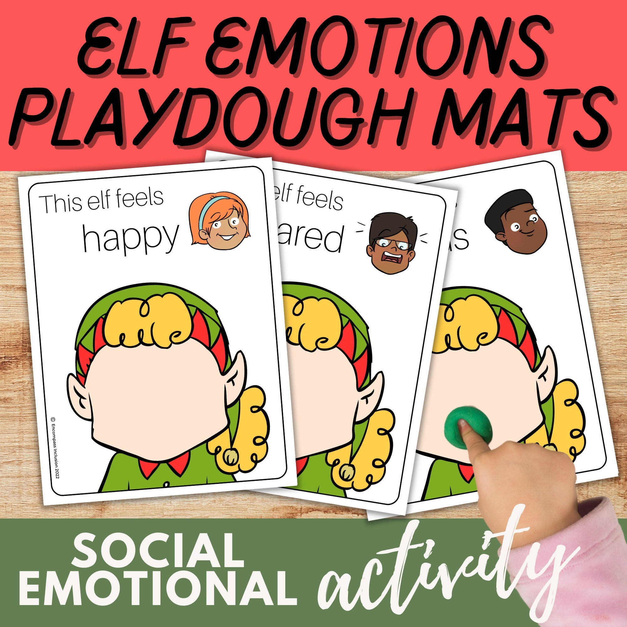 Christmas Elf Feelings Playdough Mats, Feeling Playdough Mats, Winter ...
