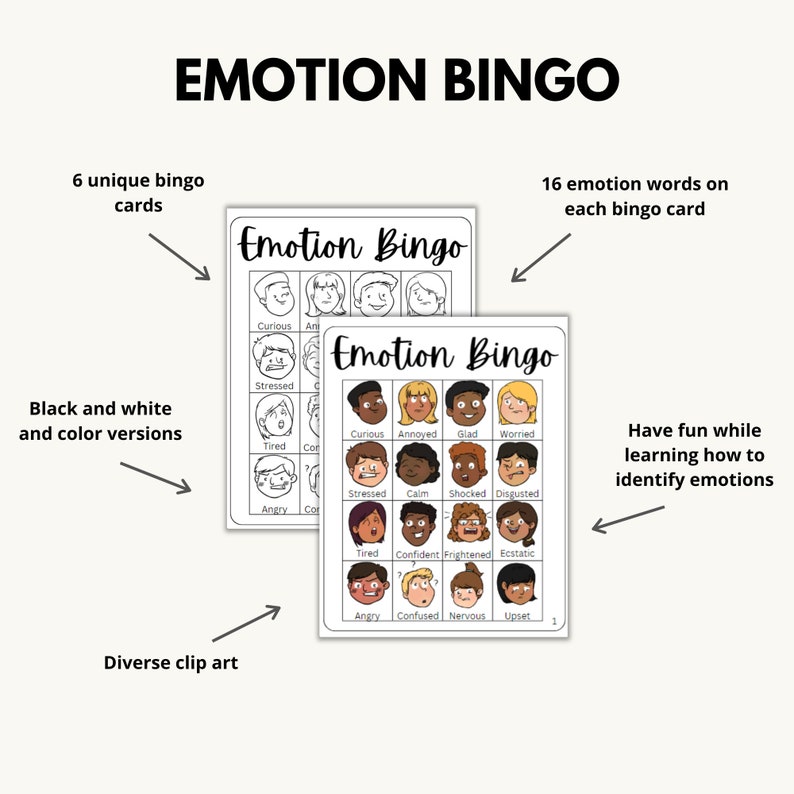 Emotion Bingo, Engaging Fun Bingo Game, Social Emotional Learning ...