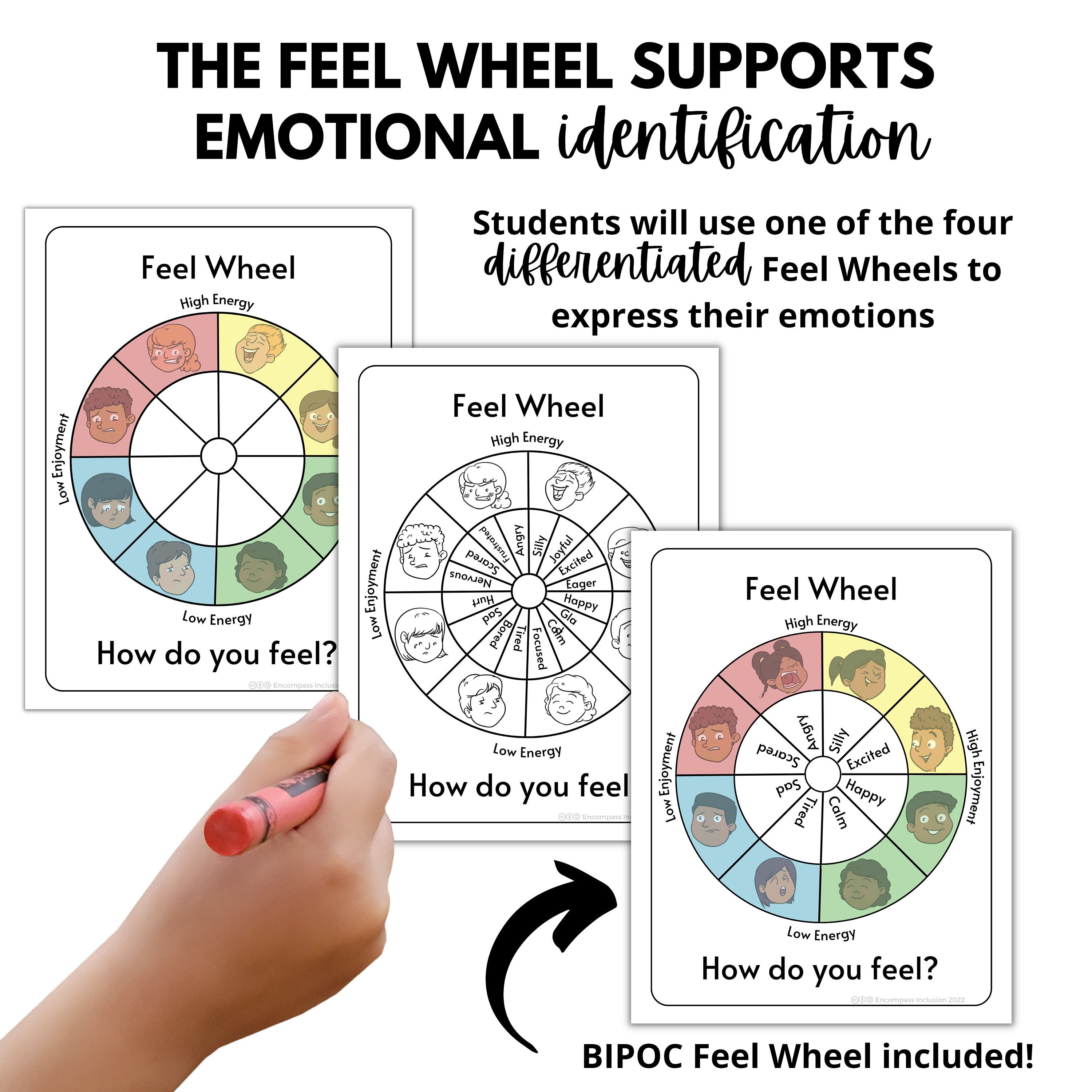 Feelings Wheel With Lessons, Diverse Social Emotional Lessons ...
