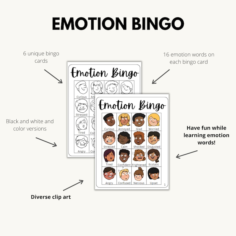 Emotion Bingo Engaging Fun Bingo Game Social Emotional - Etsy