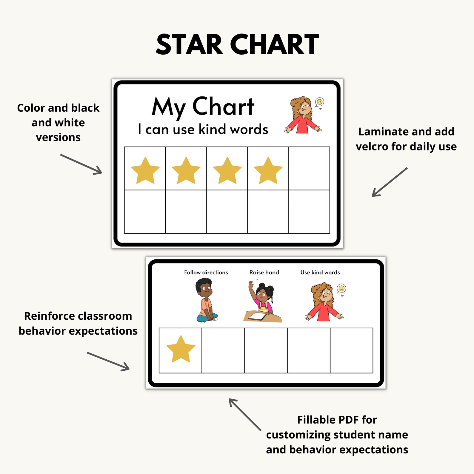 Star Chart, Daily Behavior Chart, Classroom Behavior Management, Autism ...