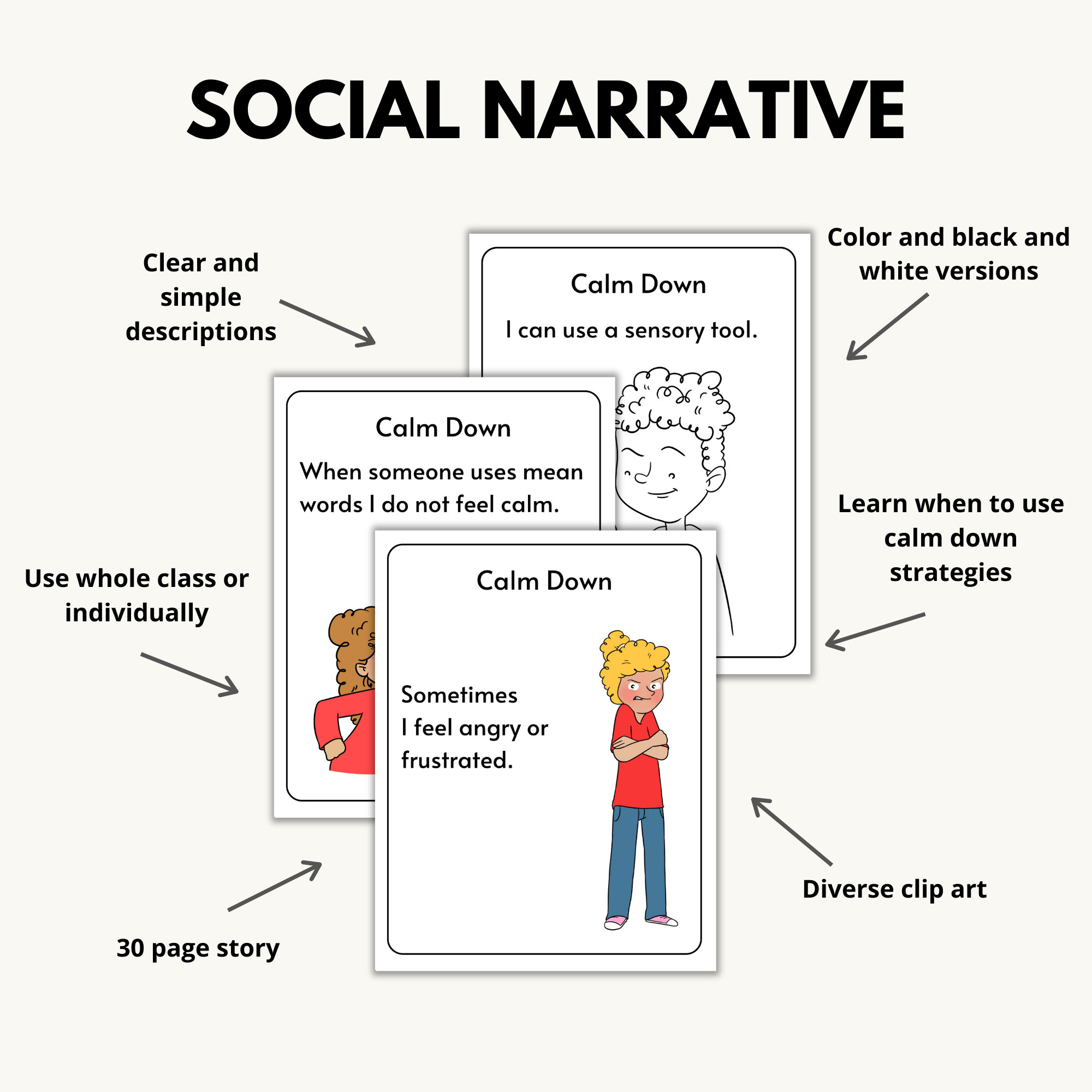 Social Narrative: Calm Down, Social Story, Social Skills, Self ...