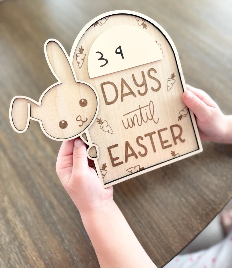 Engraved Countdown to Easter | Acrylic Sign Spring Decor | Easter Bunny ...