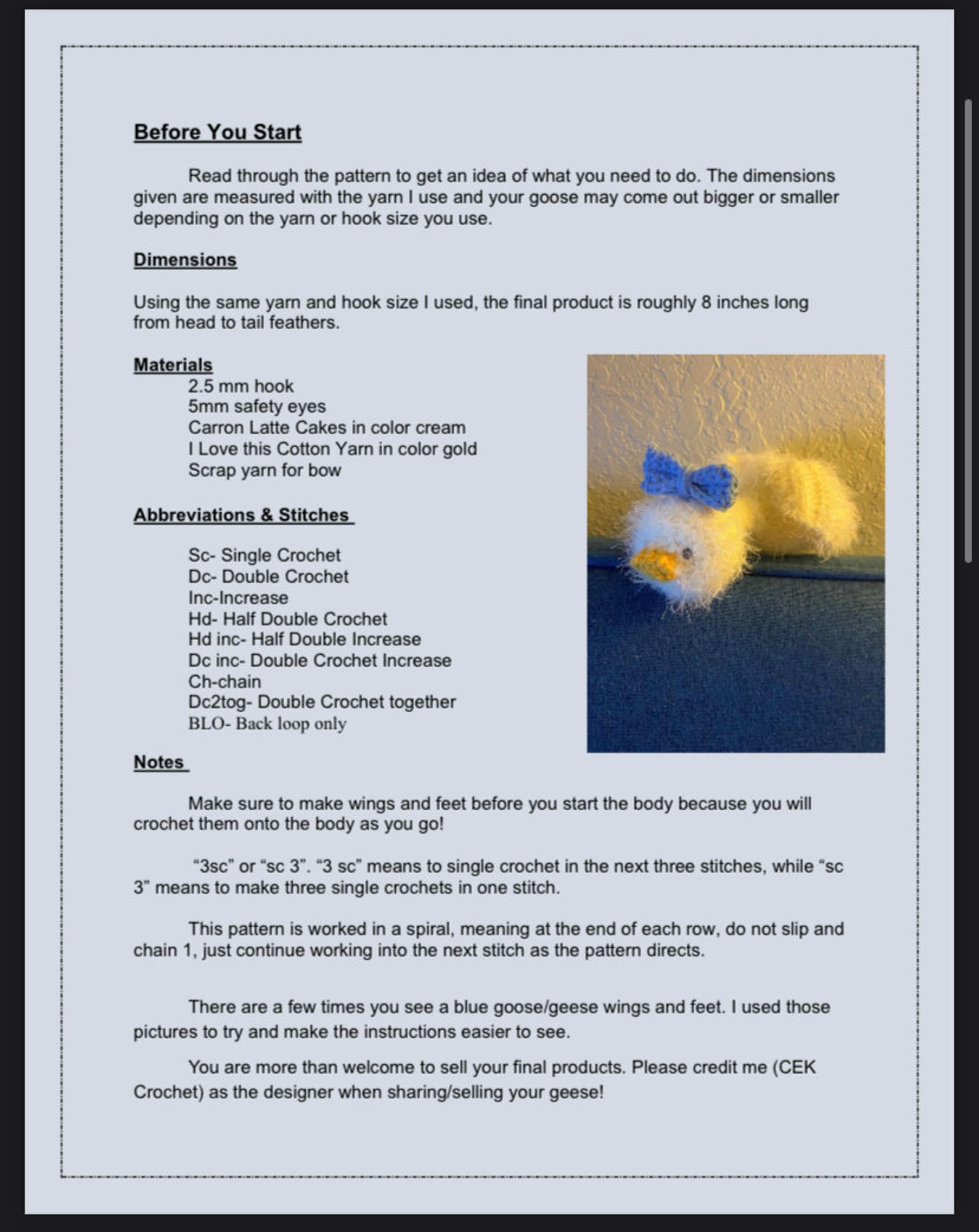 Lucy the Goosey Crochet PDF Pattern - Etsy