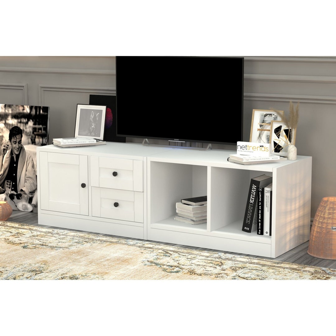 TV Unit With Drawers White 130 Cm Tv-1005tv Unit With - Etsy