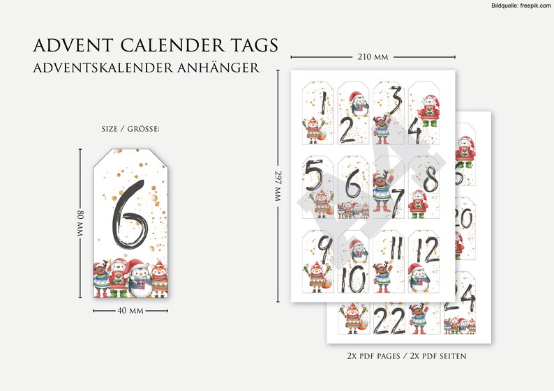 Adventskalender Zahlen für Kinder, druckbar, printable Advent Calendar ...