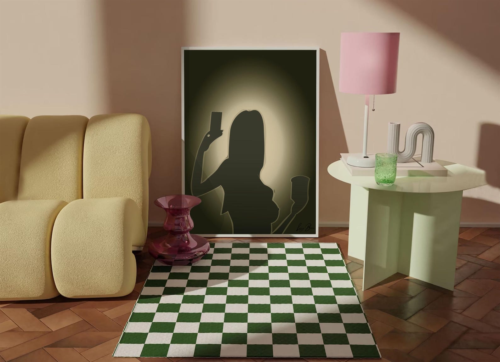 Matcha Edgy Silhouette Selfie Art | Dark Moody Digital Wall Art ...