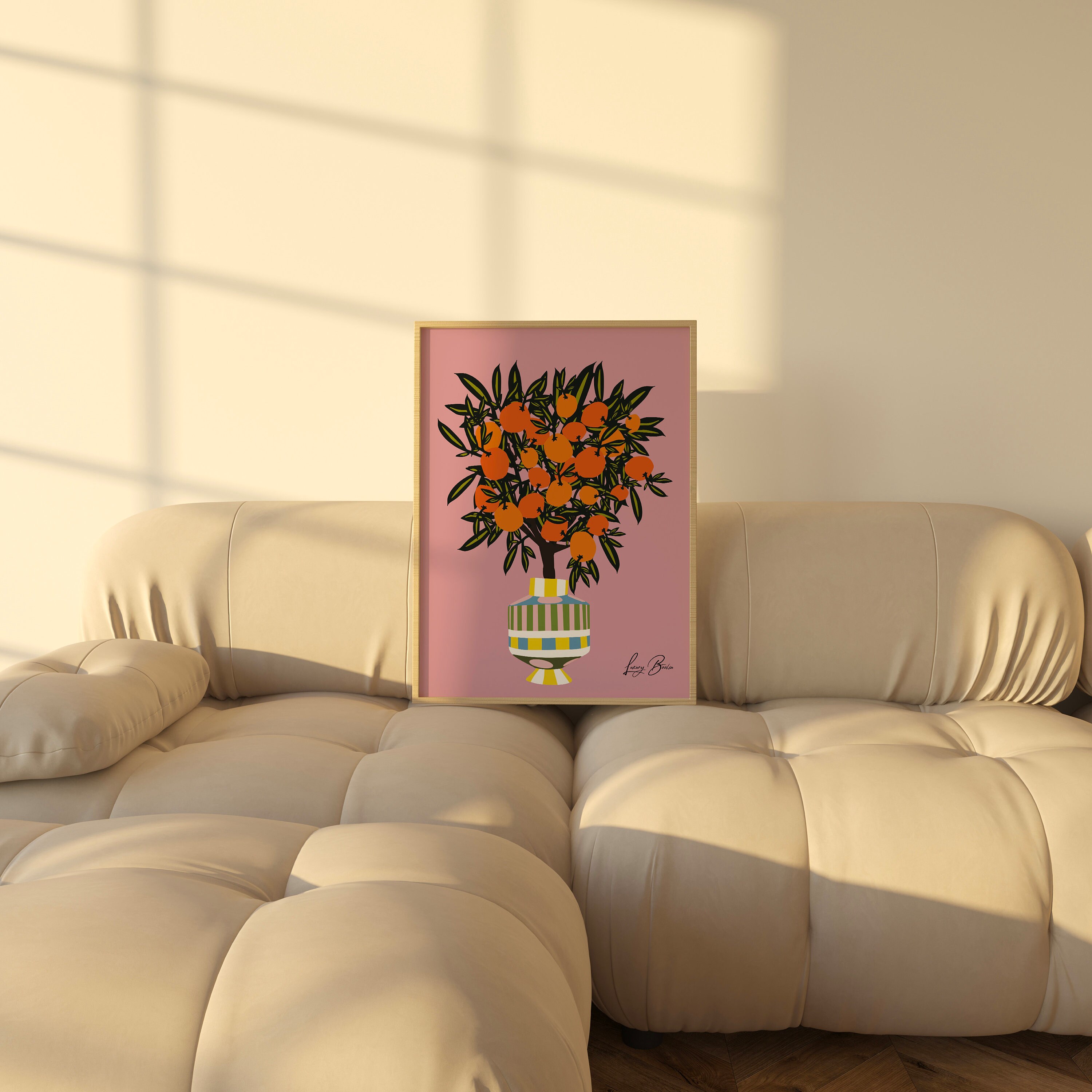 Orange Tree Plant Wall Art - Citrus Kitchen Decor, Floral Print, and ...