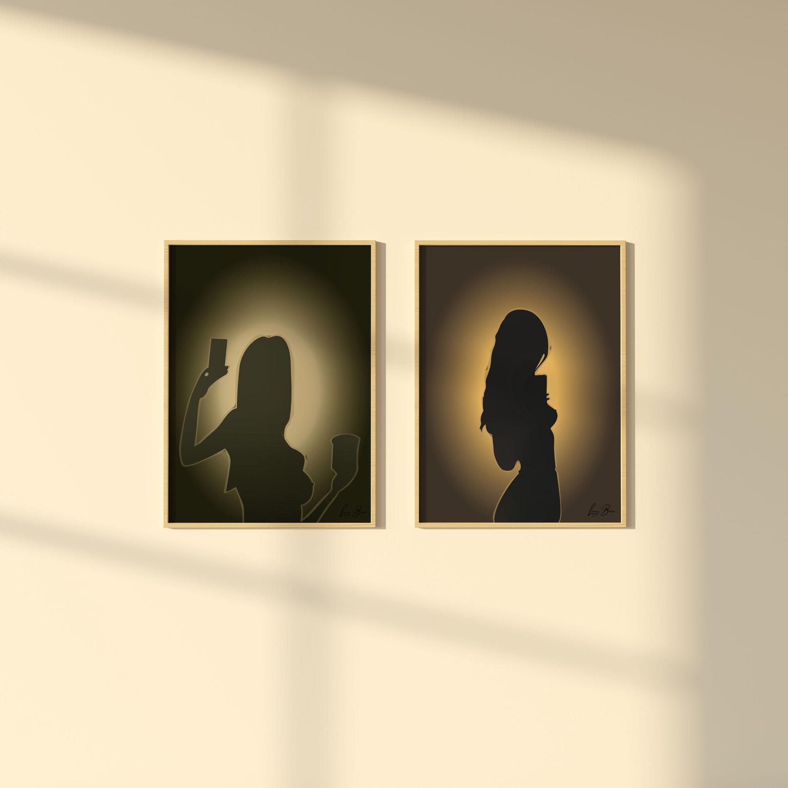 Matcha Edgy Silhouette Selfie Art | Dark Moody Digital Wall Art ...