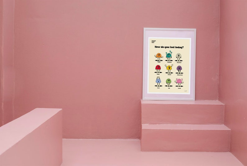 How Are You Feeling? Cloud Mood Art, 70's Art Print, Retro Feelings ...