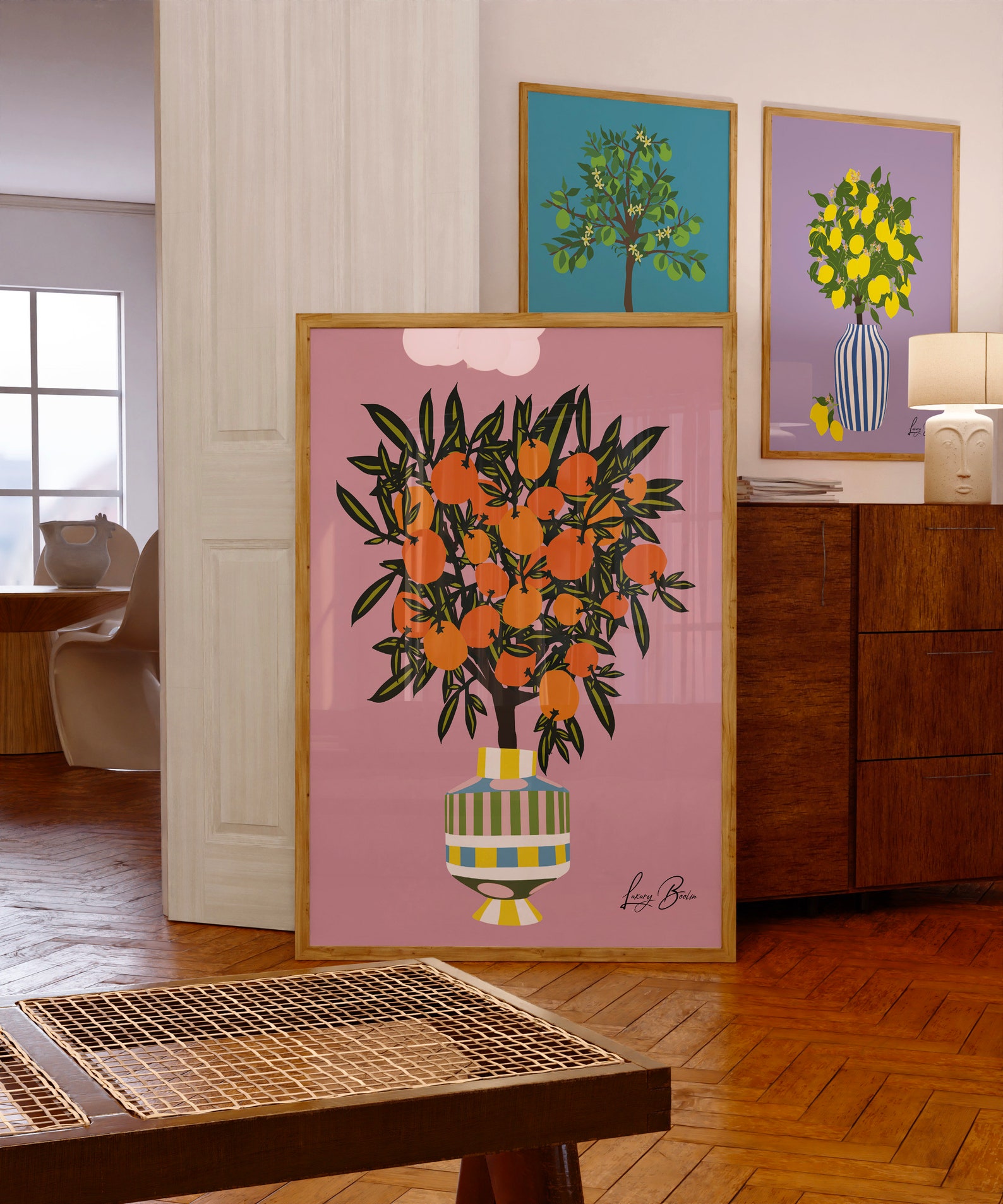 Orange Tree Plant Wall Art - Citrus Kitchen Decor, Floral Print, and ...