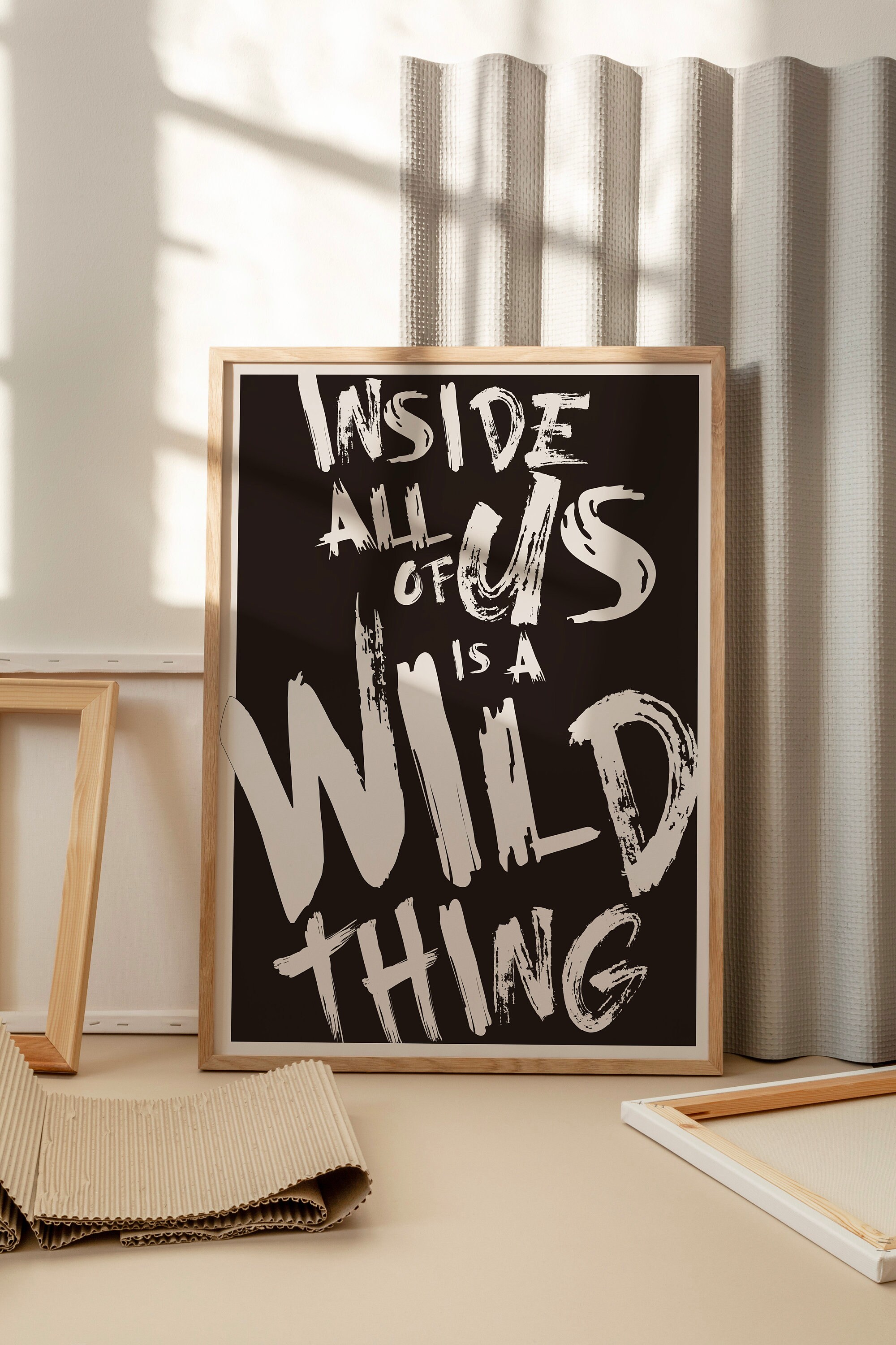 Inside of All of Us is A Wild Thing, Trendy Wall Art, Monochrome, Paint ...
