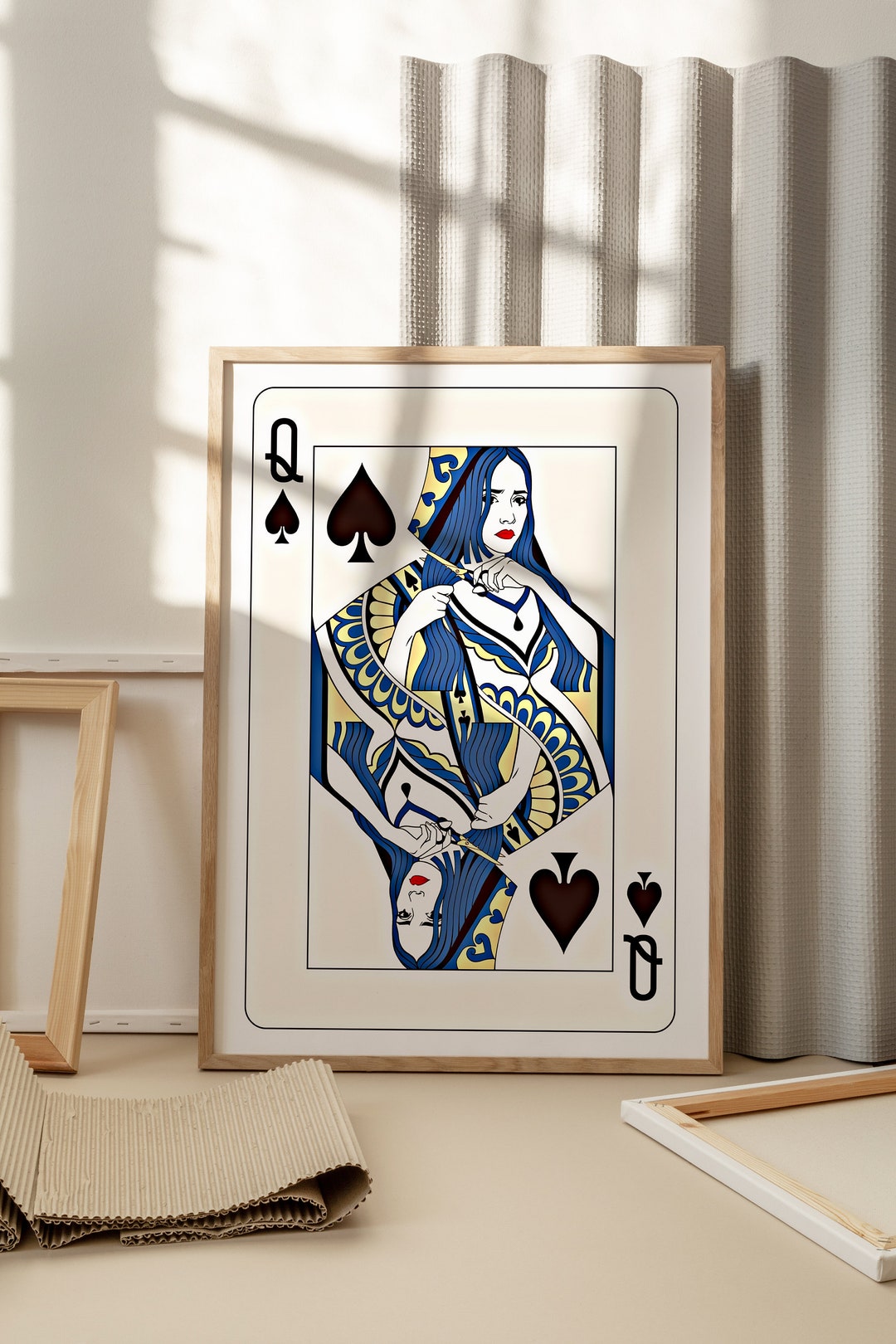 Retro Print Queen Spade Card Poster - Vintage Art - Contemporary Art ...