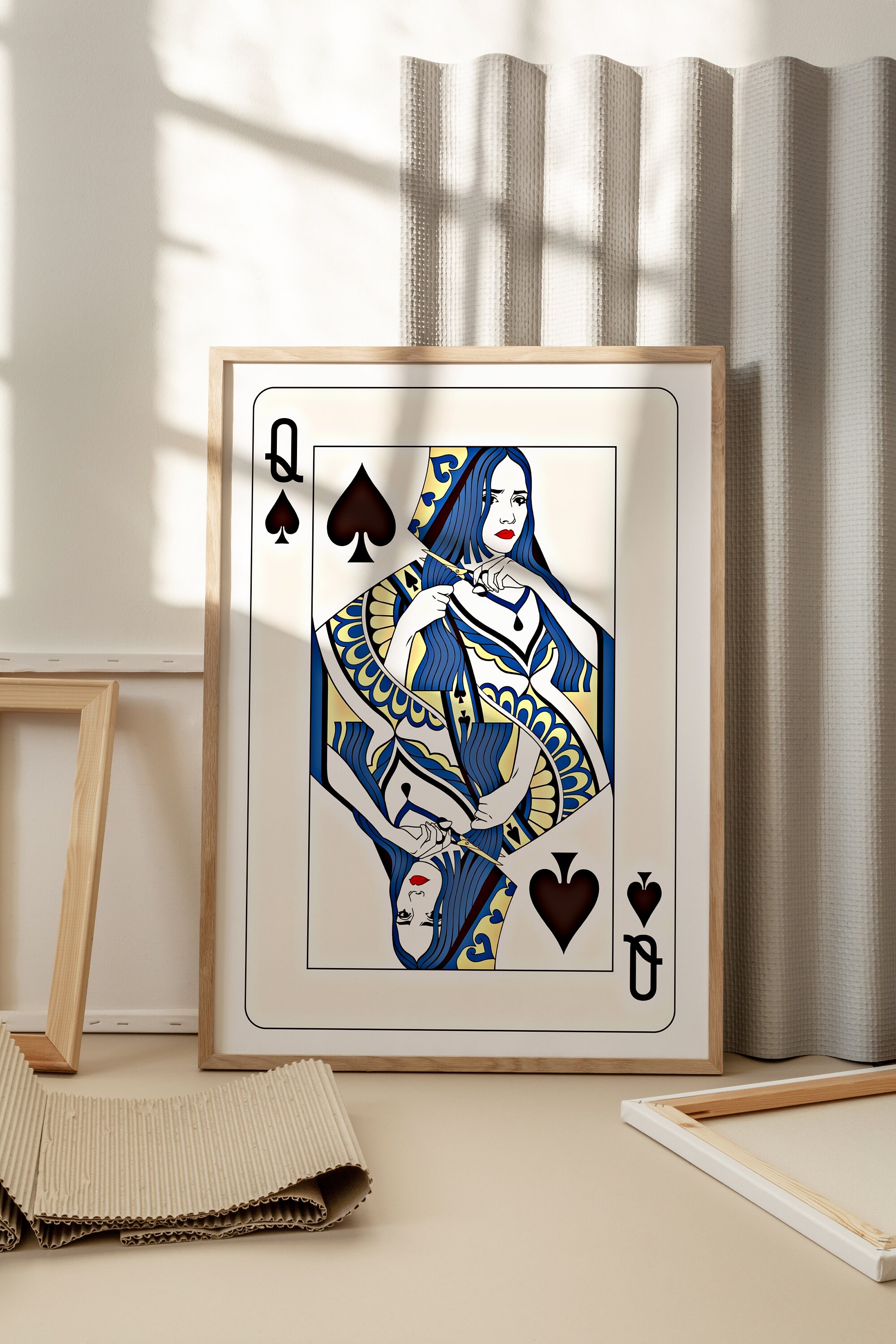 Retro Print Queen Spade Card Poster - Vintage Art - Contemporary Art ...