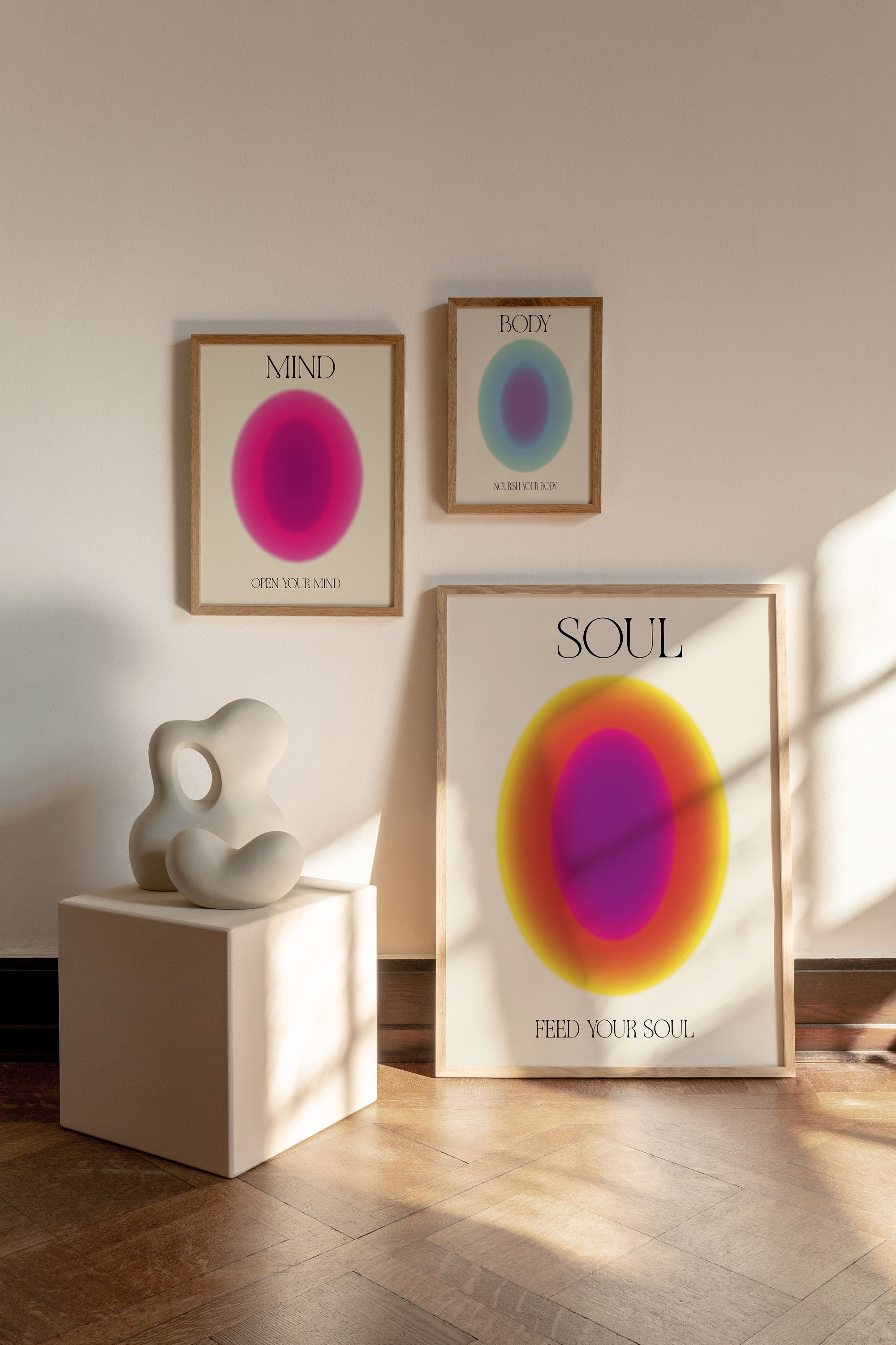 Positive Aura Posters Set of 3, Spiritual Poster, Gradient Print ...