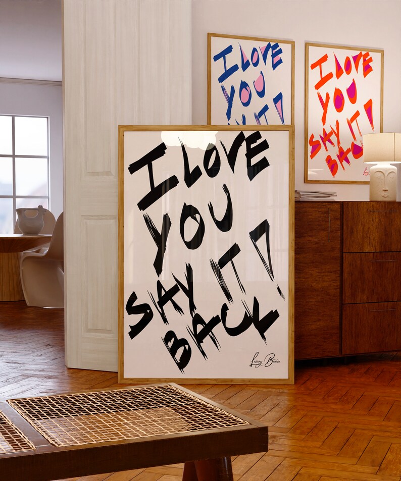 I Love You Say It Back! Digital Wall Art, Retro Trendy Cute Quote Art ...