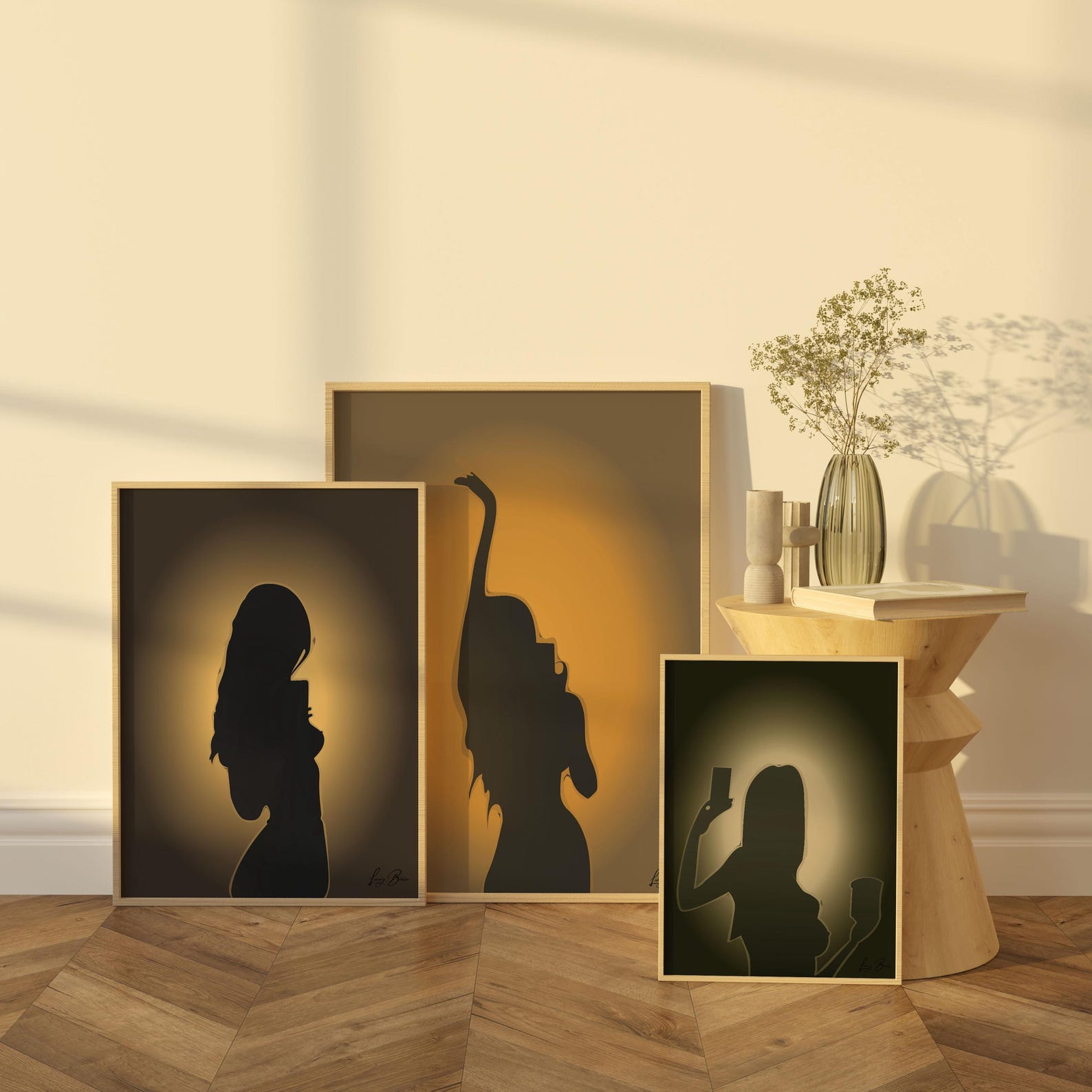 Matcha Edgy Silhouette Selfie Art | Dark Moody Digital Wall Art ...