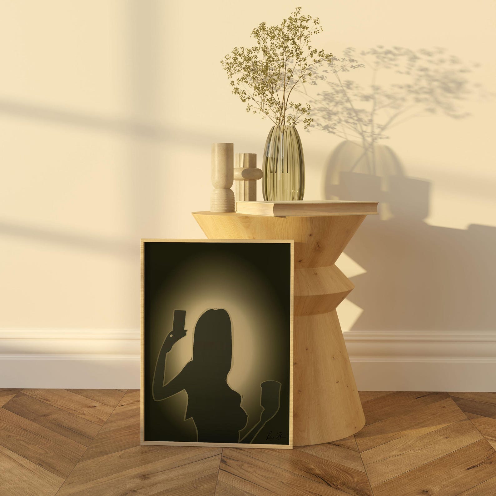Matcha Edgy Silhouette Selfie Art | Dark Moody Digital Wall Art ...