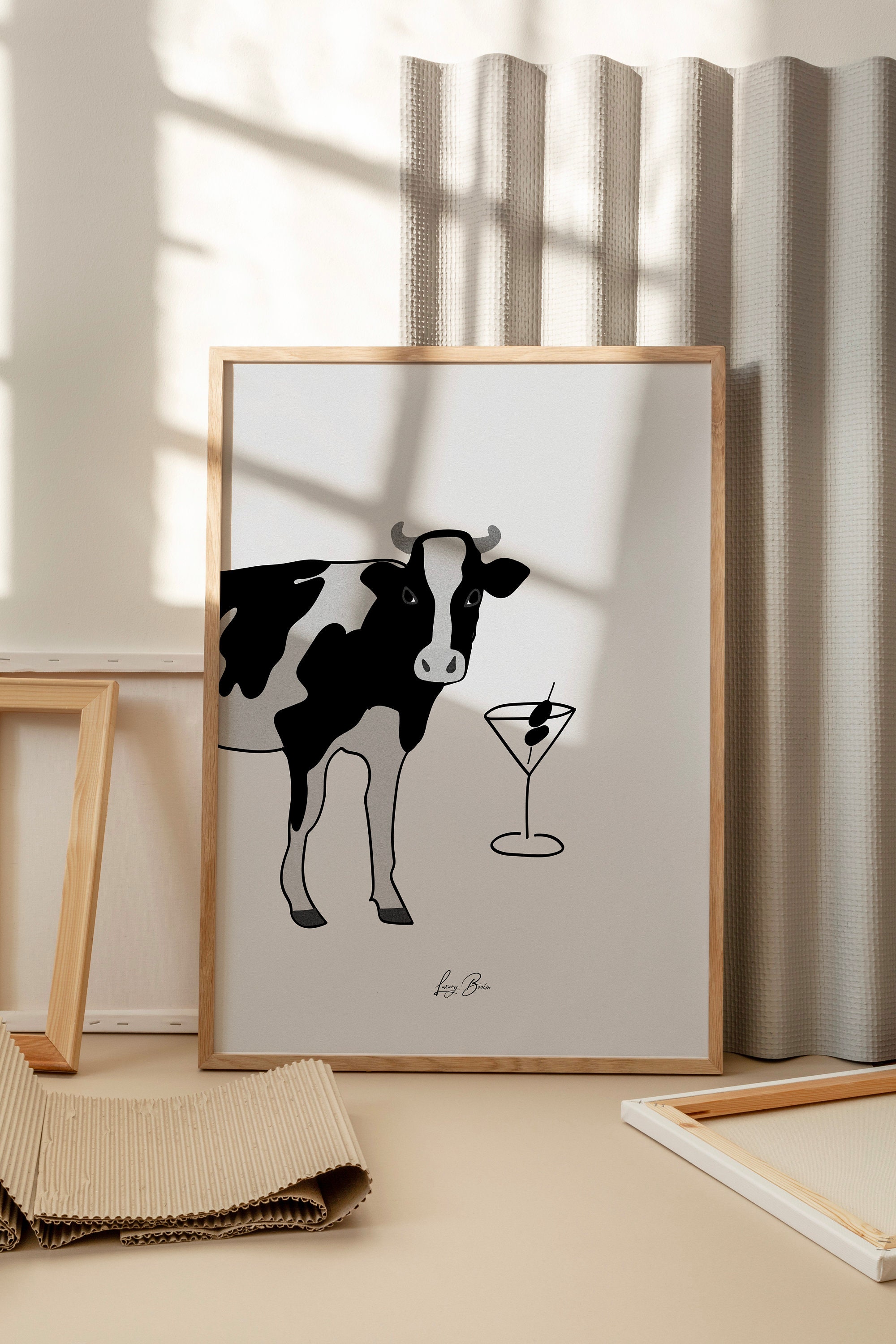 Martini Print, Cocktail Poster, Moo-tini Posters, Bar Cart Prints ...
