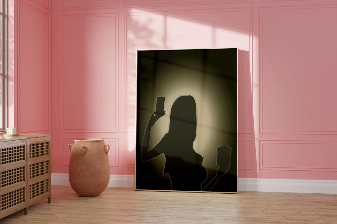 Matcha Edgy Silhouette Selfie Art | Dark Moody Digital Wall Art ...