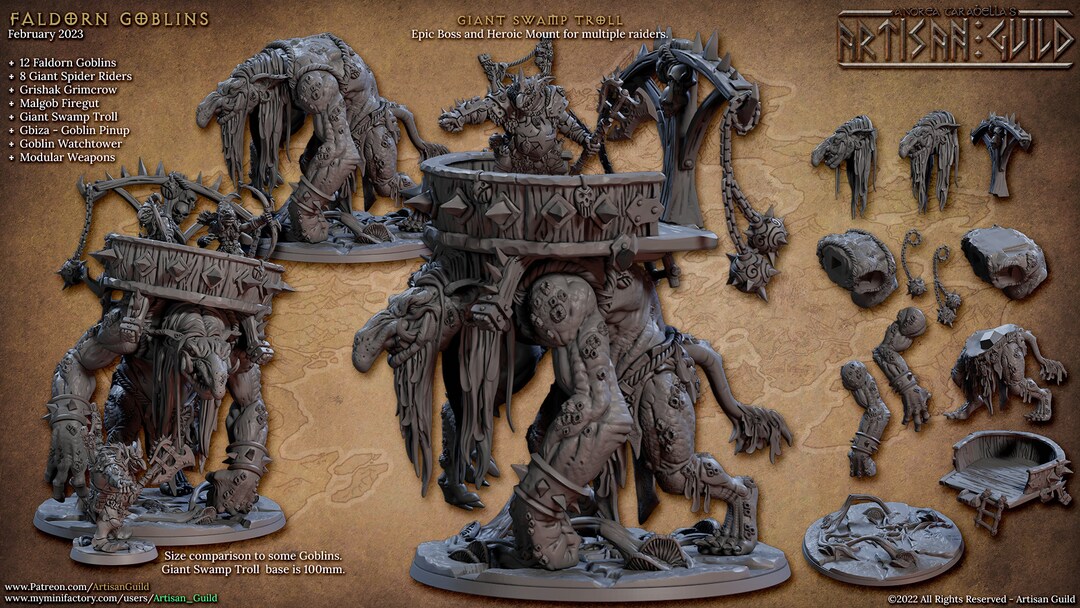 Giant Swamp Troll Miniatures / Dungeons and Dragons / Tabletop Games ...