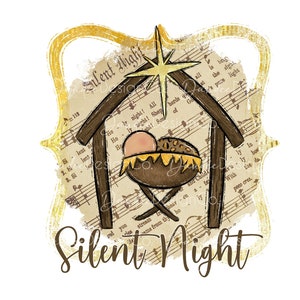 Silent Night PNG, Silent Night Nativity Scene Sublimation Design ...