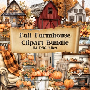 Fall Farmhouse Clipart Bundle, Autumn Sublimation Designs, Fall PNG ...