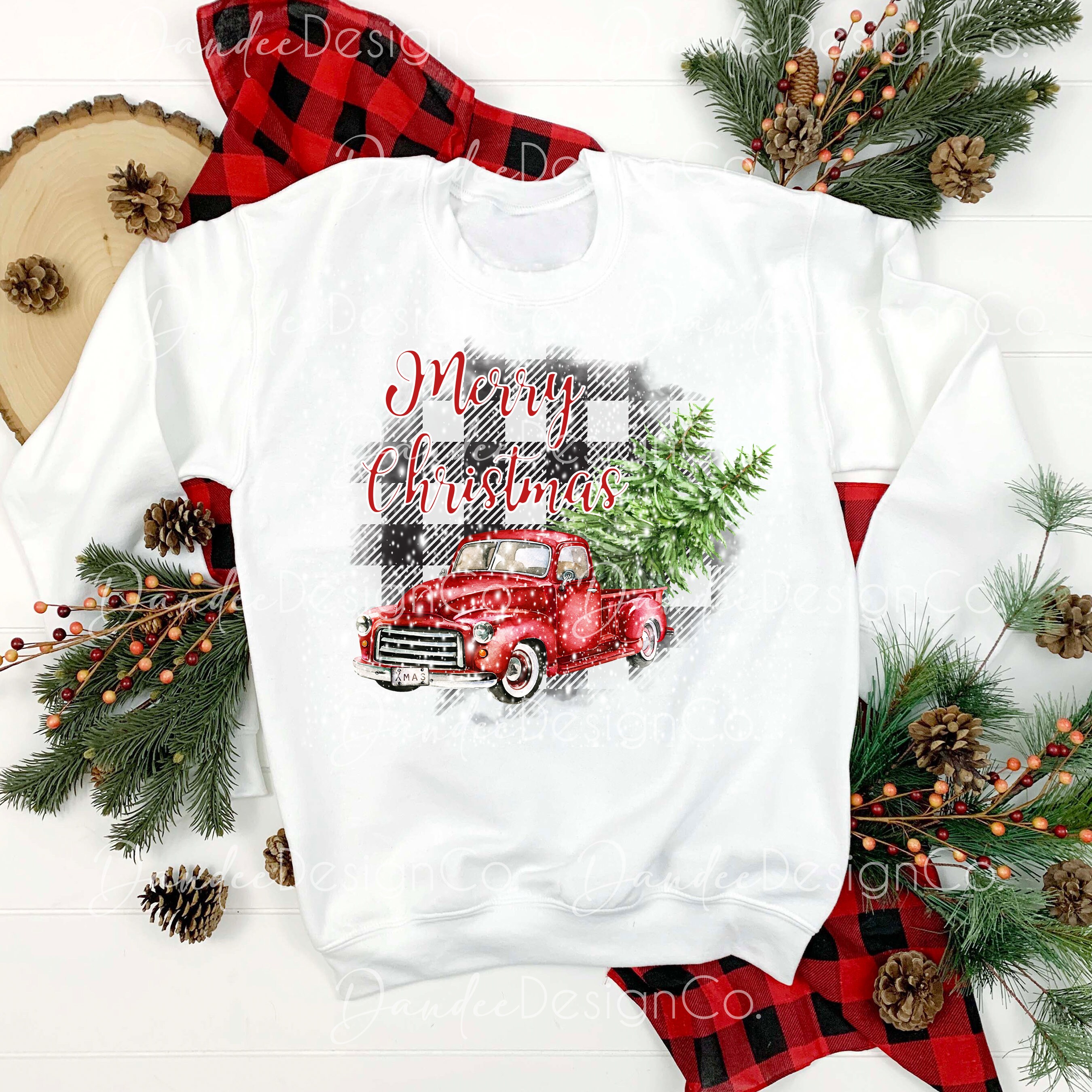 Christmas Truck PNG, Vintage Truck Sublimation Design, Red Truck PNG ...