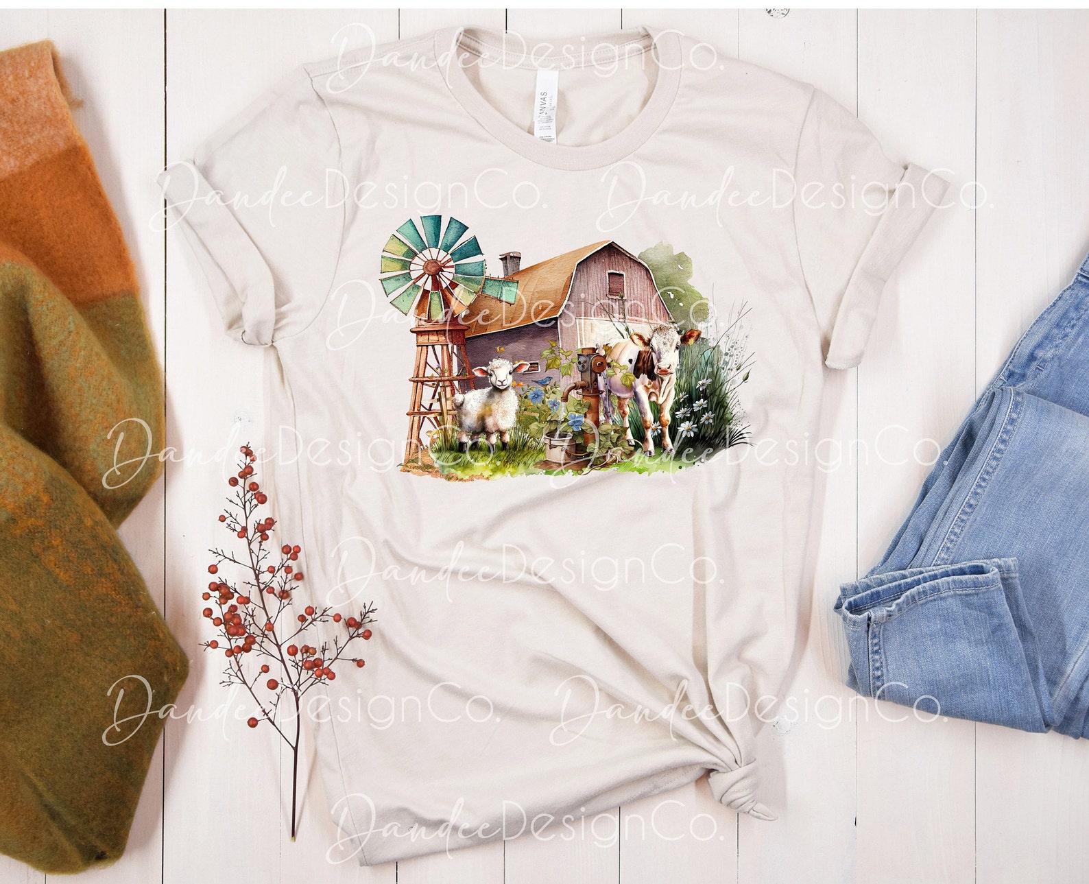 Farm PNG, Farm Sublimation Design, Barn With Lamb and Cow PNG, Barn and ...